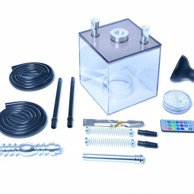 2021Arab Acrylic hookah Double Tube Shisha Pipe With LED light Chicha ...