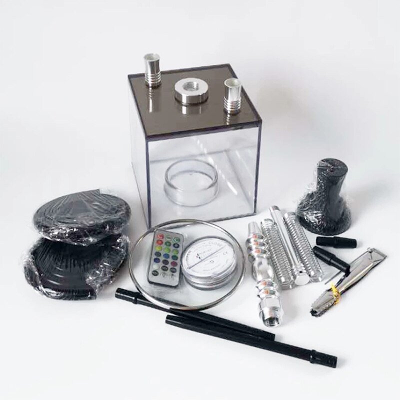 2021Arab Acrylic hookah Double Tube Shisha Pipe With LED light Chicha ...