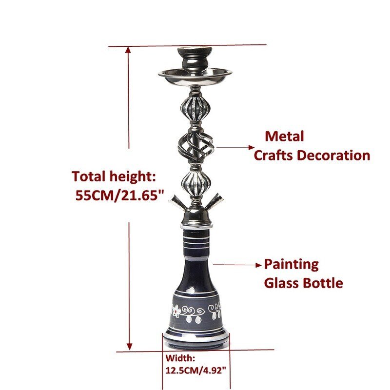 Glass Hookah Shisha Set Large Sheesha Water Pipe Contain Double Hose ...