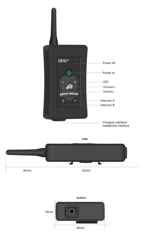 EJEAS FBIM Four-Way Bluetooth Referee Headset with Armband Case 1.2Km ...